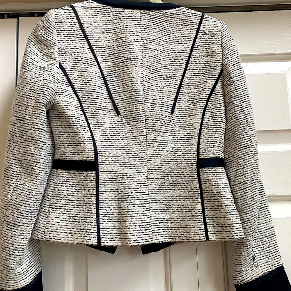 White/Black Boucle Tweed Hip Length Jacket - Gem